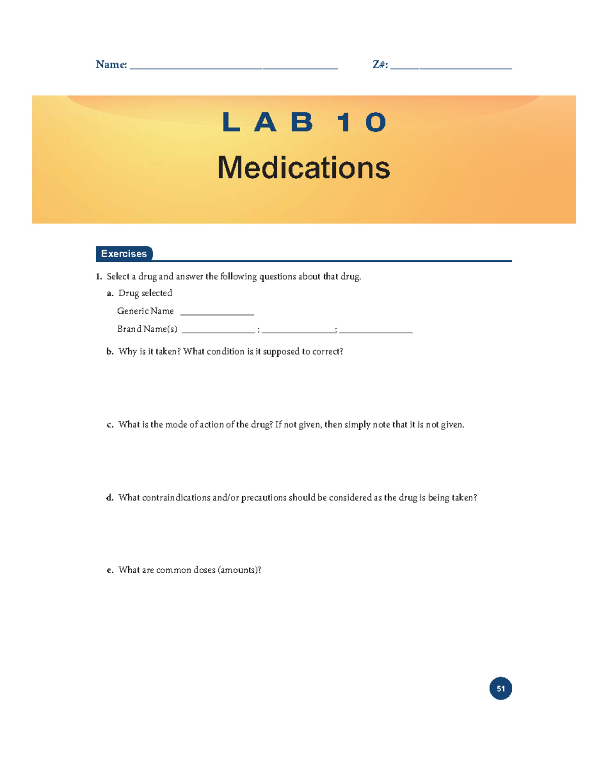 And44185 Lab 10: Medications - Drug Selection & Analysis - Studocu