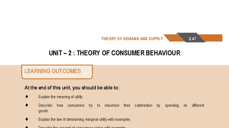 ECO 211: Theory of Consumer Behaviour - Key Concepts and Analysis - Studocu