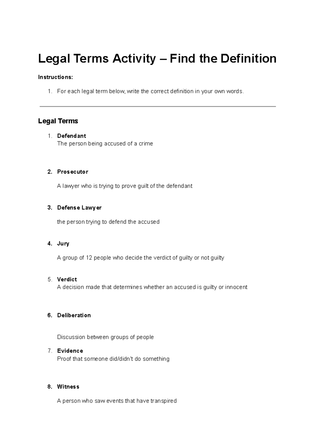 Copy of Legal Terms Activity – Find the Definition - Google Docs ...
