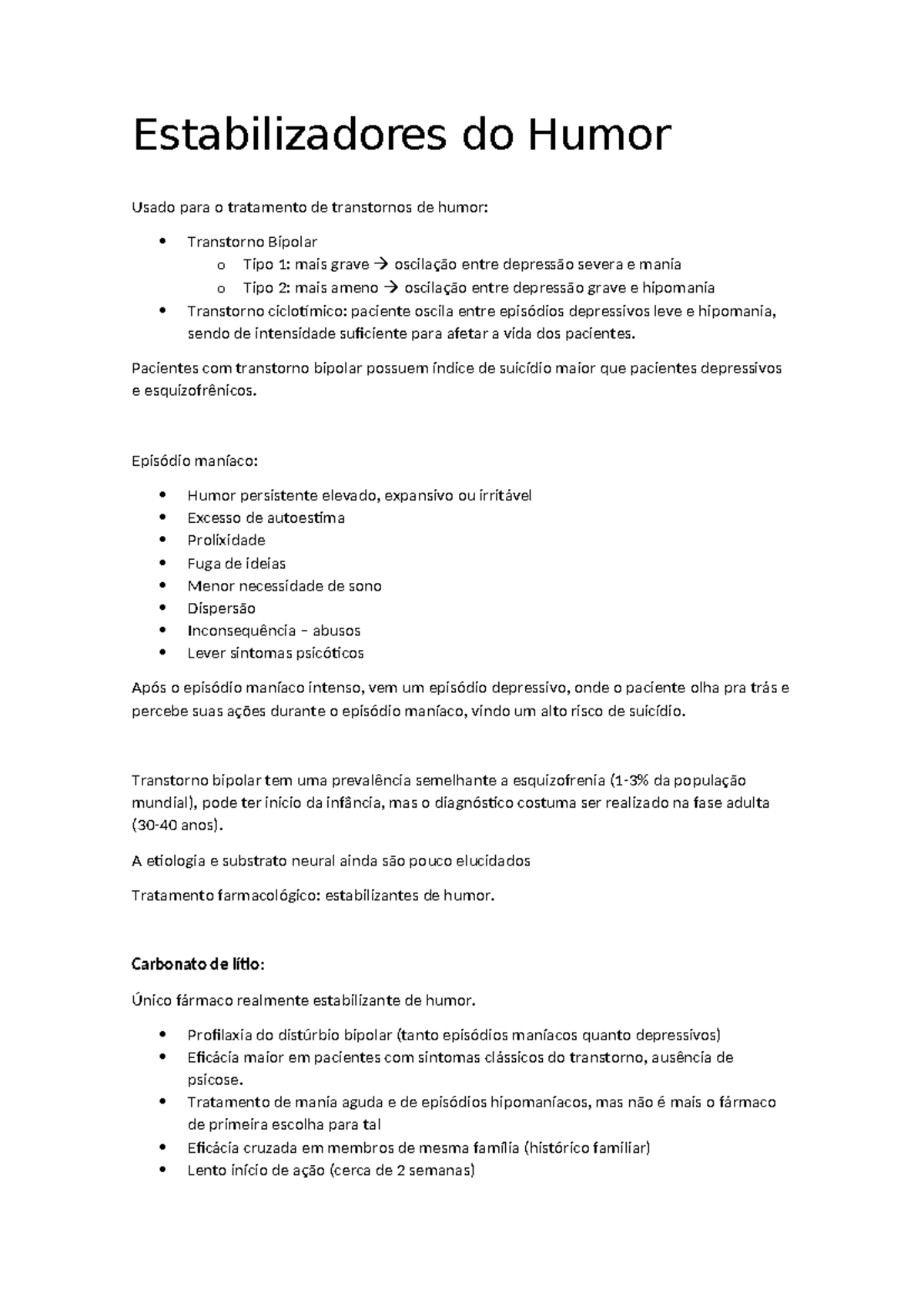 A.7.2. Estabilizadores do Humor no Tratamento do Transtorno Bipolar ...