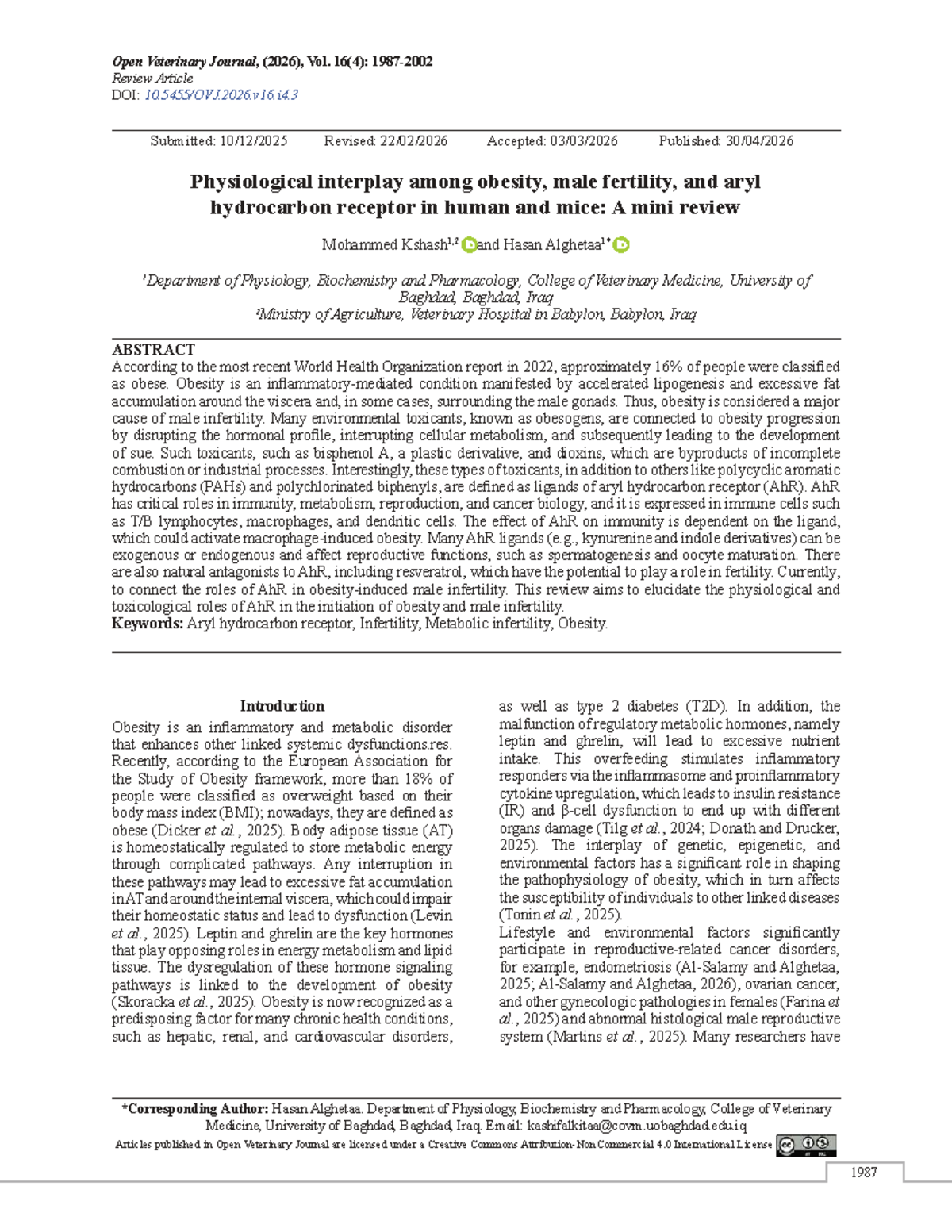 Physiological Interplay of Obesity, Male Fertility, and AhR: A Review ...