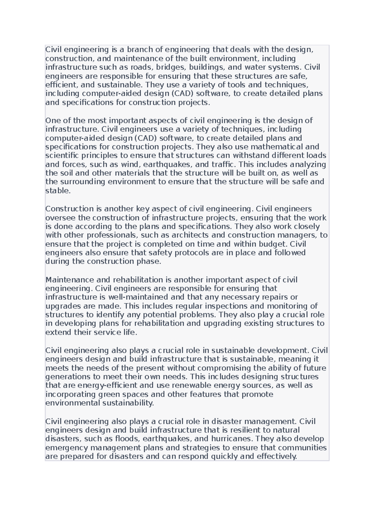 21 - study - Civil engineering is a branch of engineering that deals ...