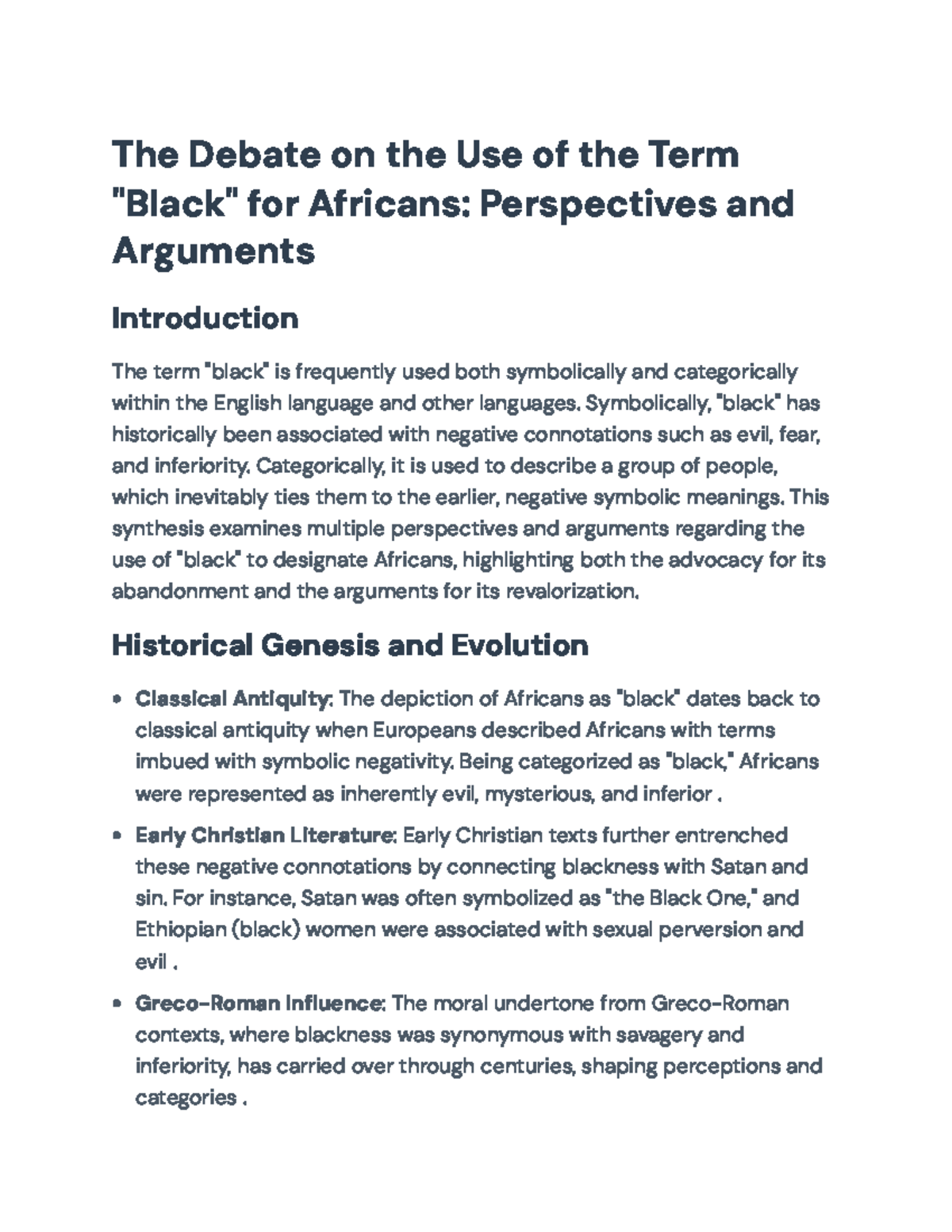 Debate on the Use of the Term "Black" for Africans: Perspectives ...