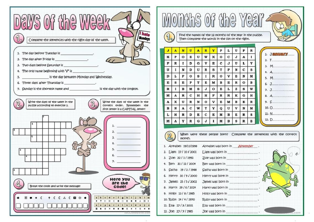 Months and Days Puzzle - MATEMATICA - Studocu