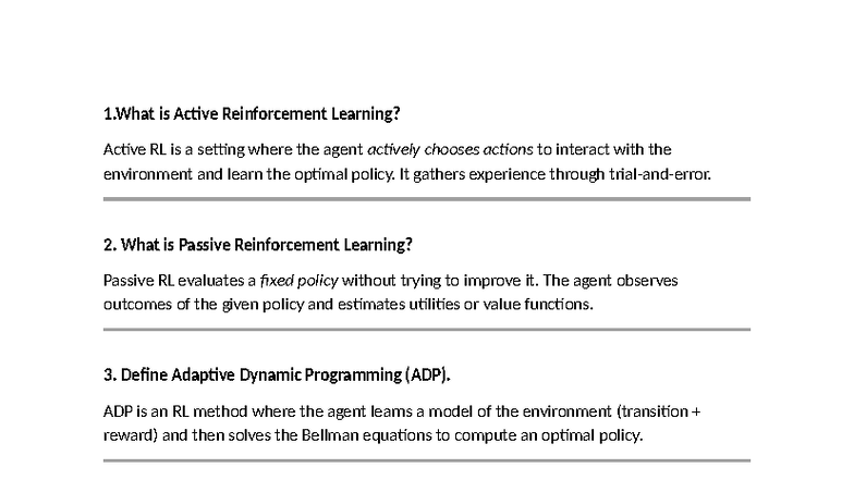 Artificial Intelligence Concepts: Active & Passive RL, NLP, Robotics ...