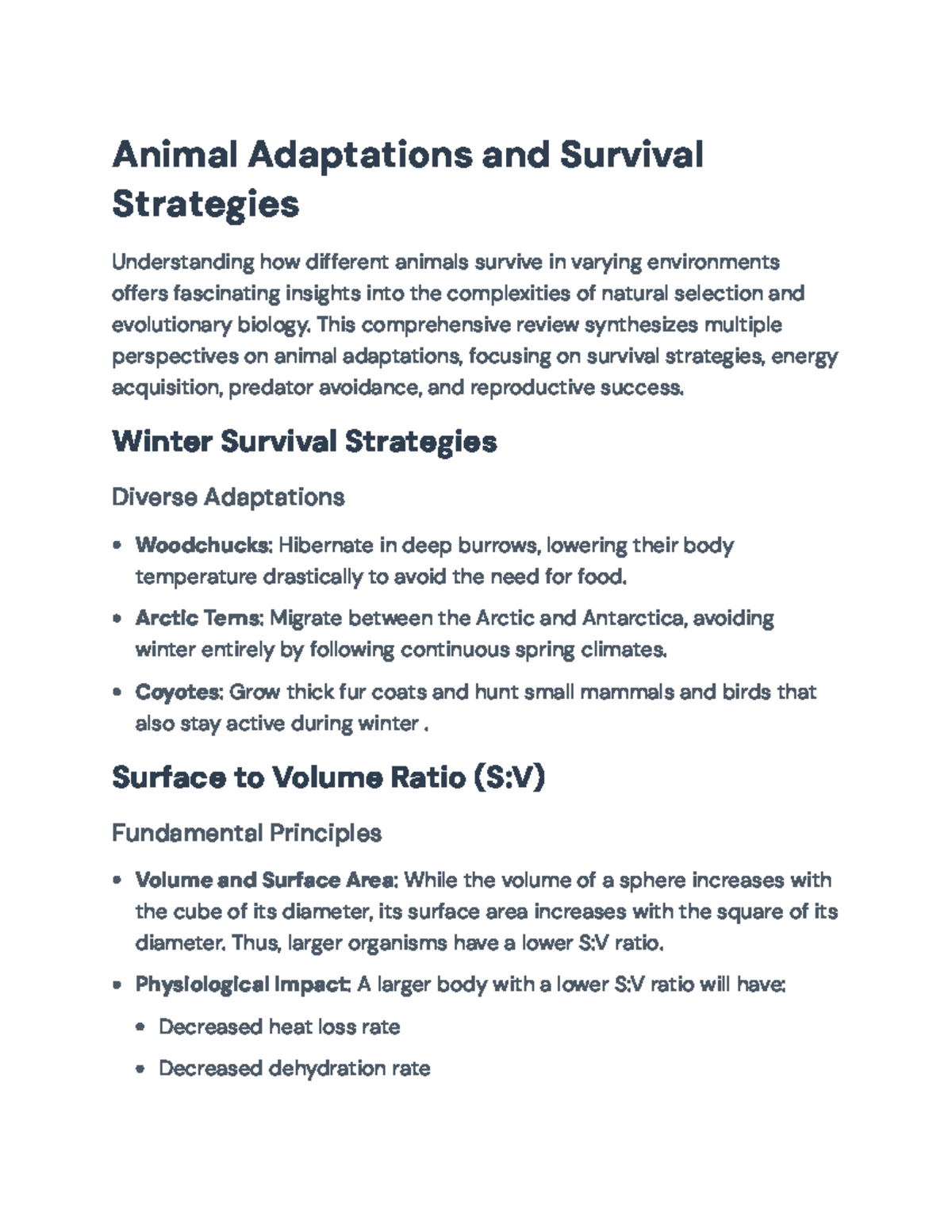Animal Adaptations and Survival Strategies: A Comprehensive Review ...