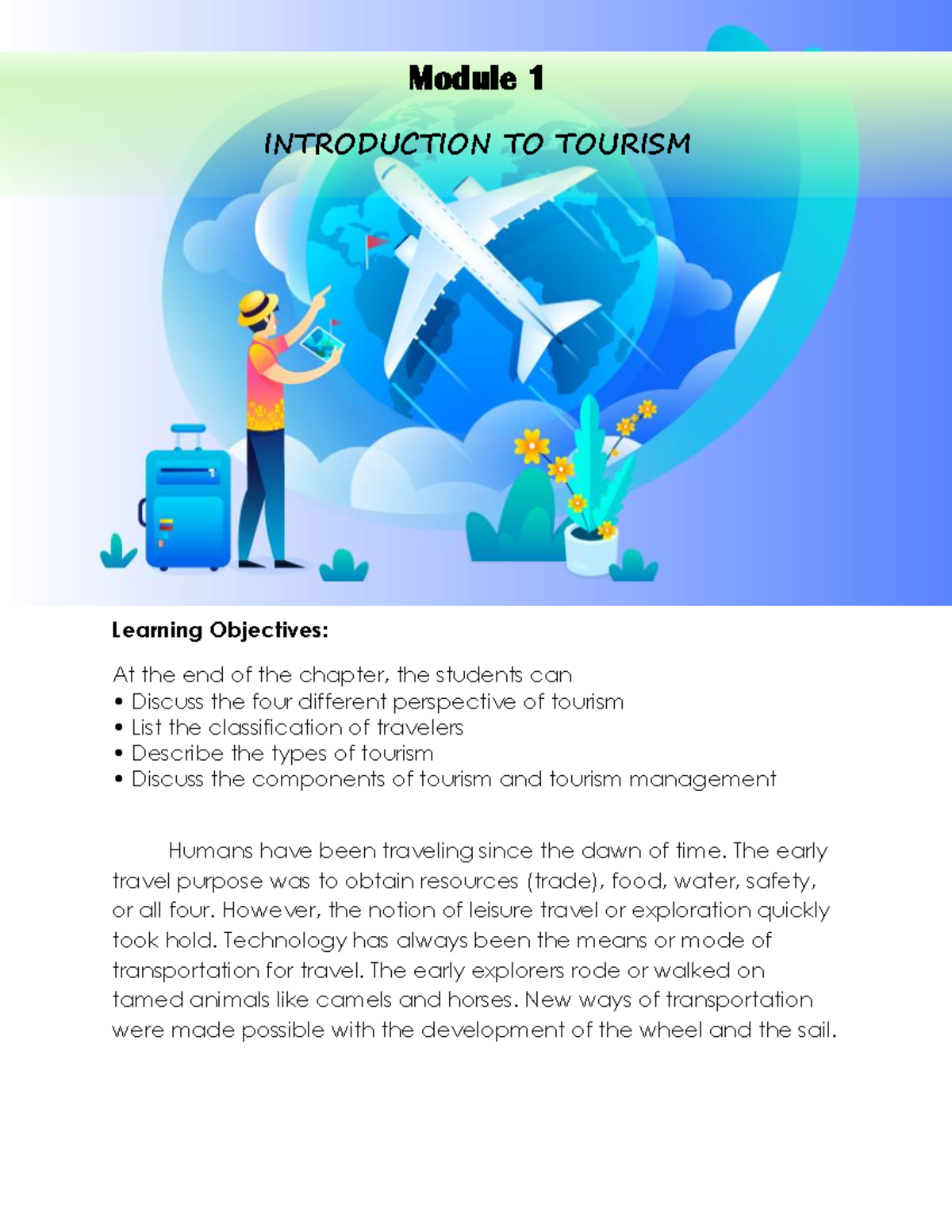 Module 1: Introduction to Tourism - Key Concepts and Perspectives - Studocu