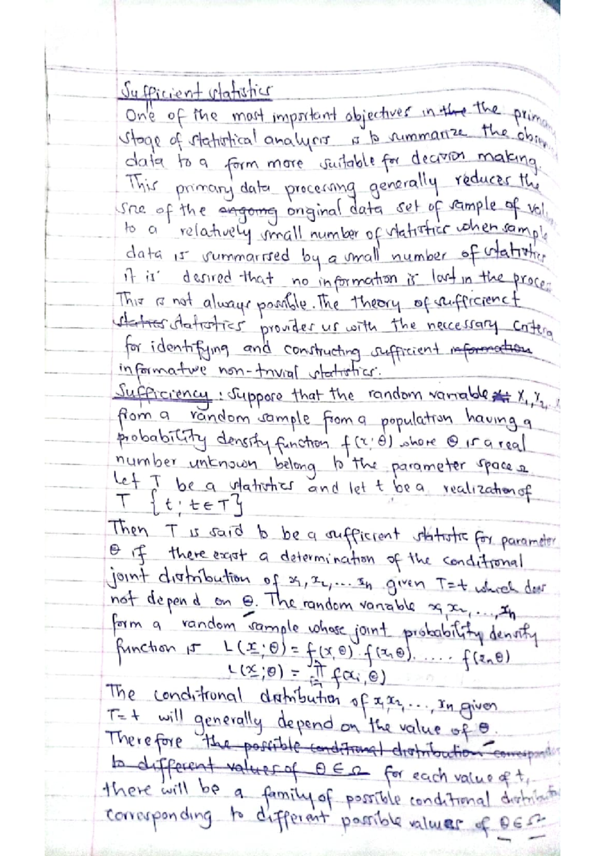 Statistical Inference 2: Sufficient Statistics Overview - Studocu