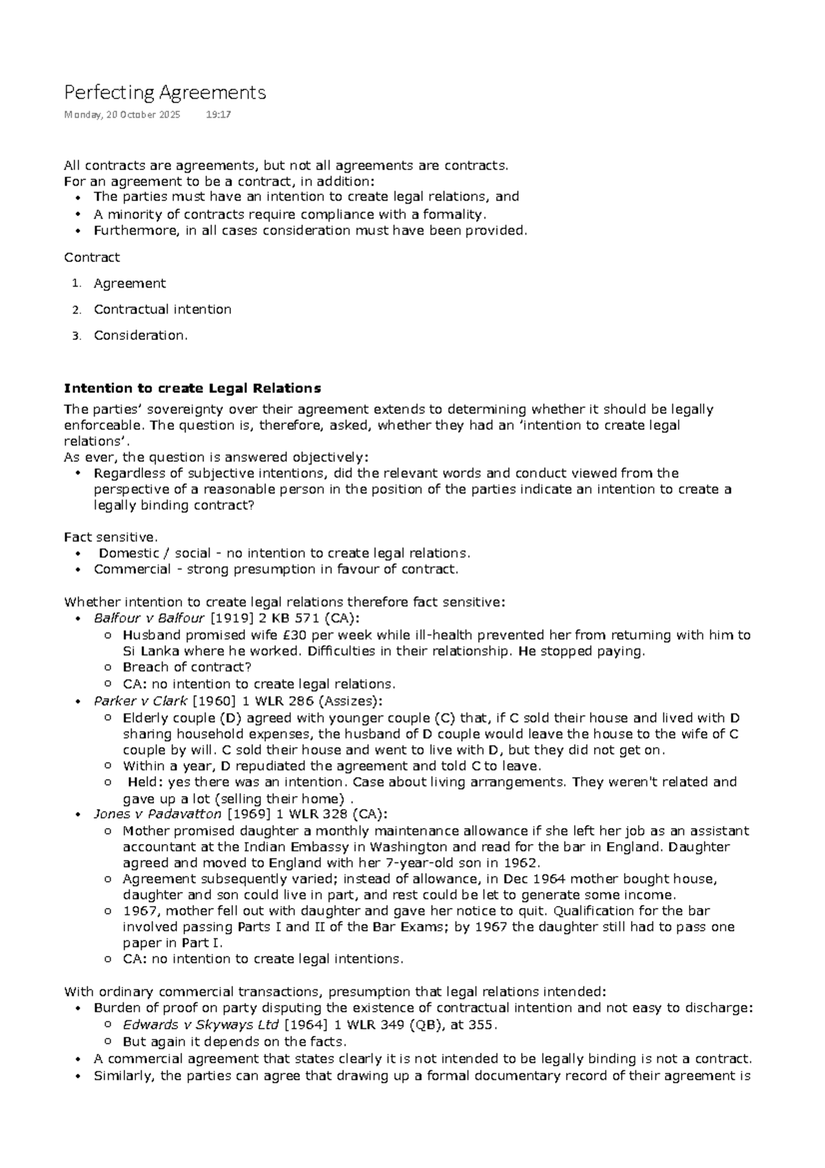 Contract Law Insights: Perfecting Agreements and Legal Relations - Studocu