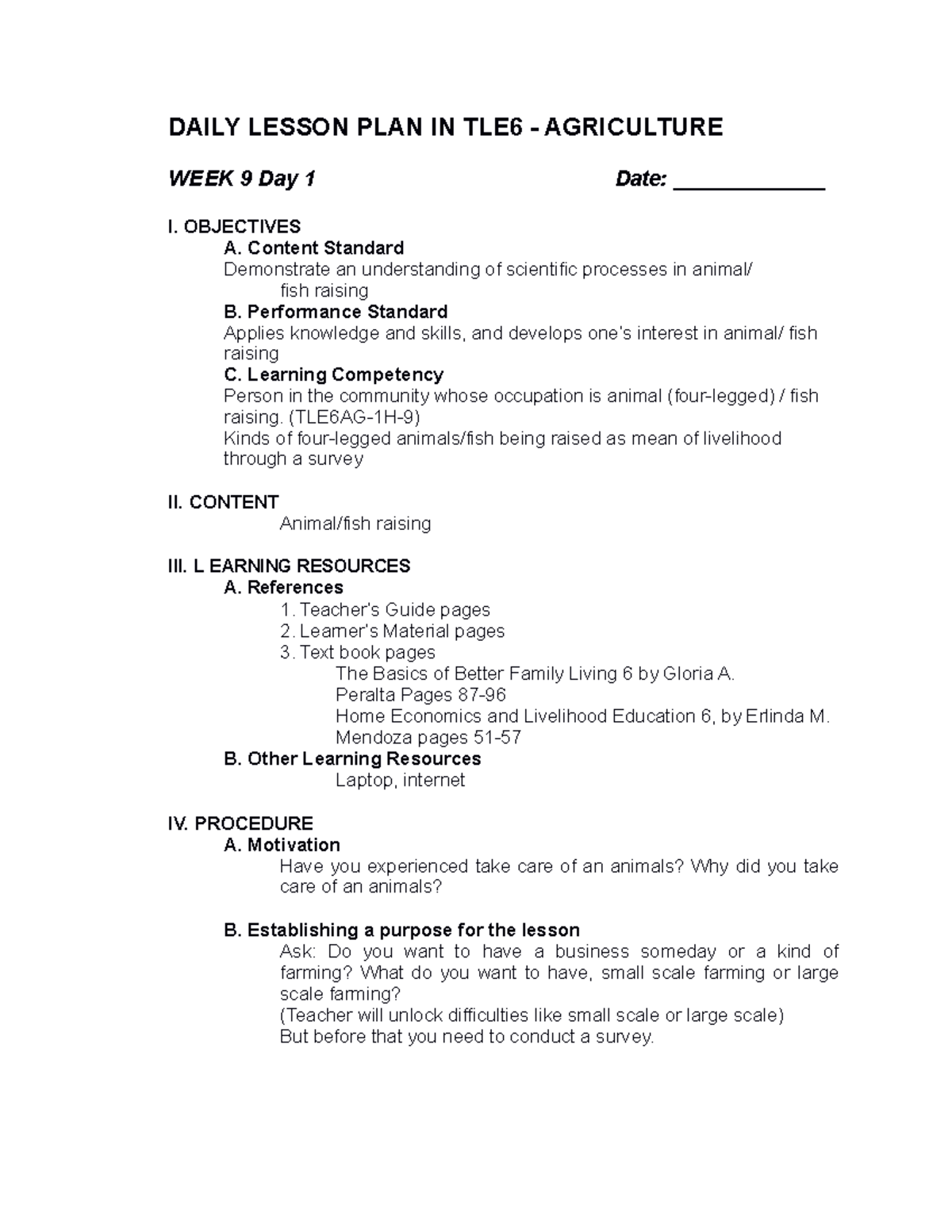 DLP TLE 6 Agriculture Week 9: Understanding Animal/Fish Raising - Studocu