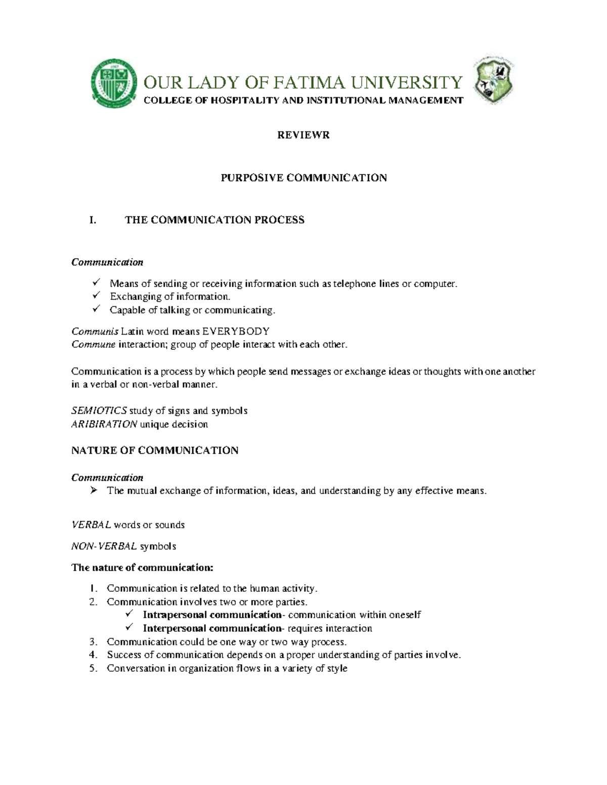 PURC- Final Exam Reviewer: Understanding Purposive Communication - Studocu