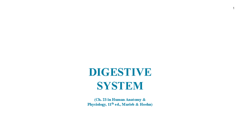 Digestive System Overview (Ch. 23, Human Anatomy & Physiology) - Studocu