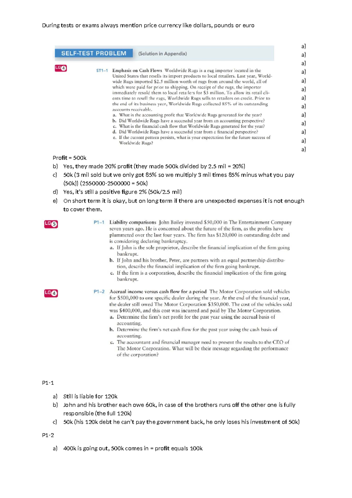 CH1 Exercises: Currency Mention in Profit Calculations - Studocu