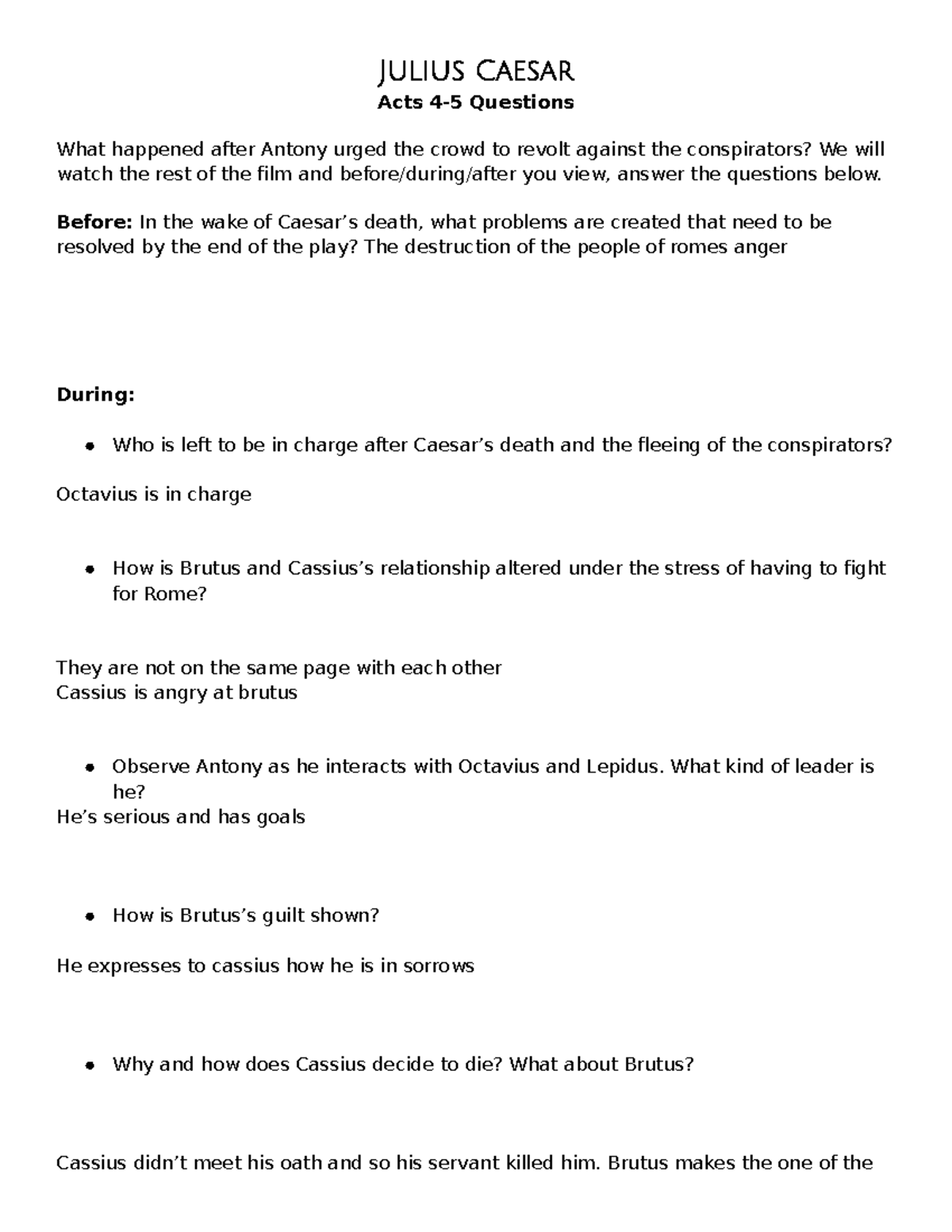 Trinity Laing - Acts IV-V Film Questions - Julius Caesar Acts 4-5 ...