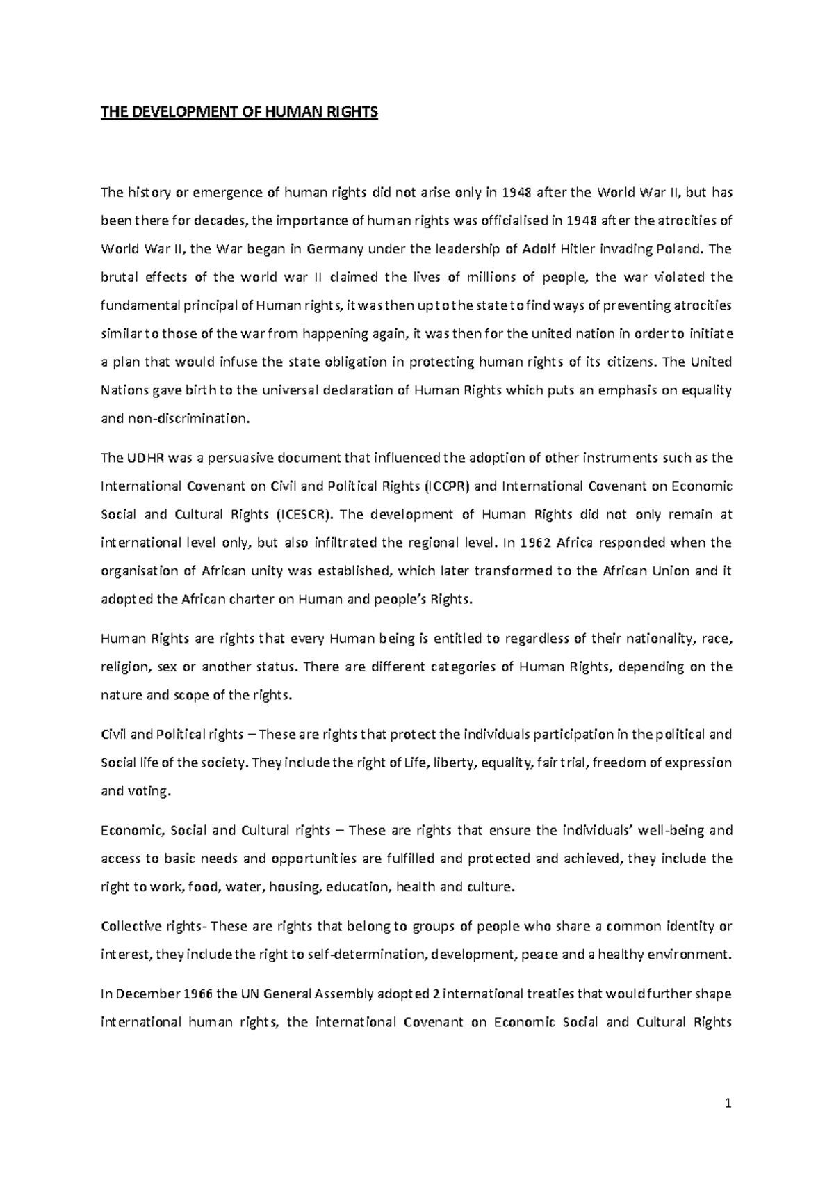 The Development of Human Rights: Historical Perspectives and ...