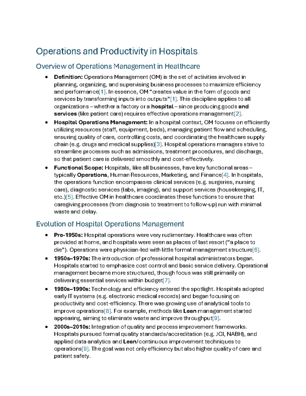 Operations Management in Healthcare: An Overview (OM 101) - Studocu