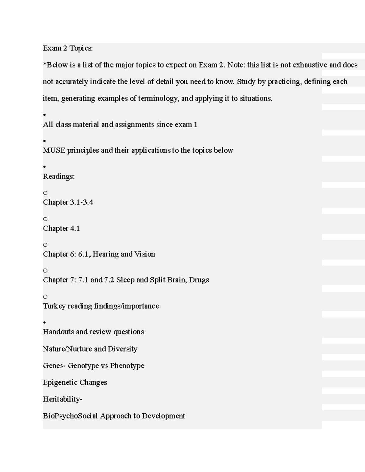 PSY 101: Exam 2 Study Guide - Key Topics & Concepts - Studocu