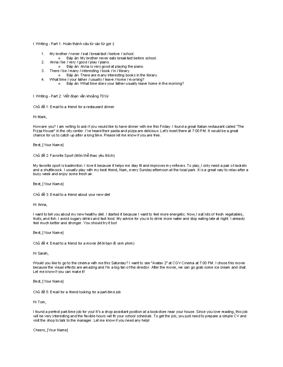 T - Nmjgf: Writing Practice for English Emails and Sentences - Studocu