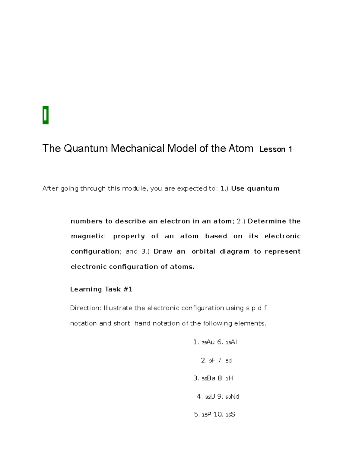 Quantum Mechanical Model of the Atom: Lesson 1 Overview - Studocu