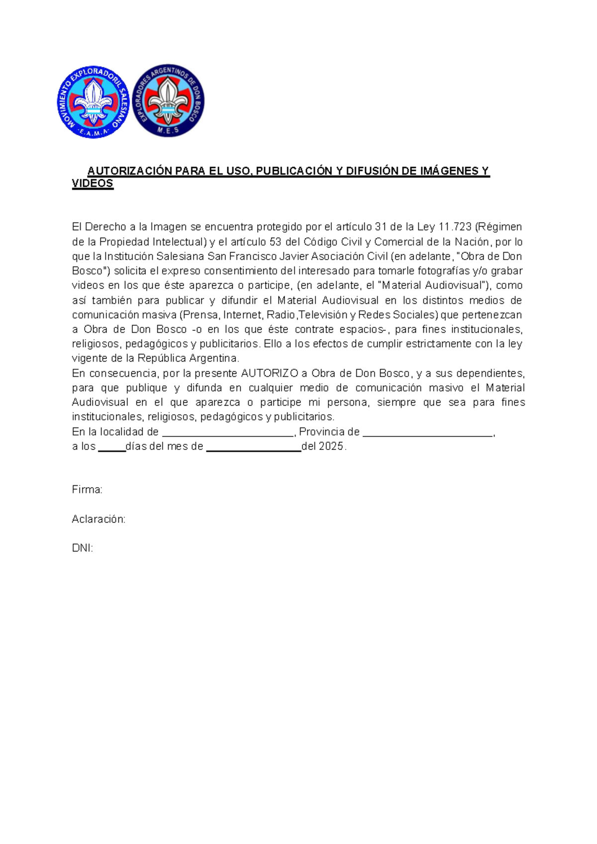AUTORIZACIÓN PARA USO Y DIFUSIÓN DE IMÁGENES Y VIDEOS - Studocu