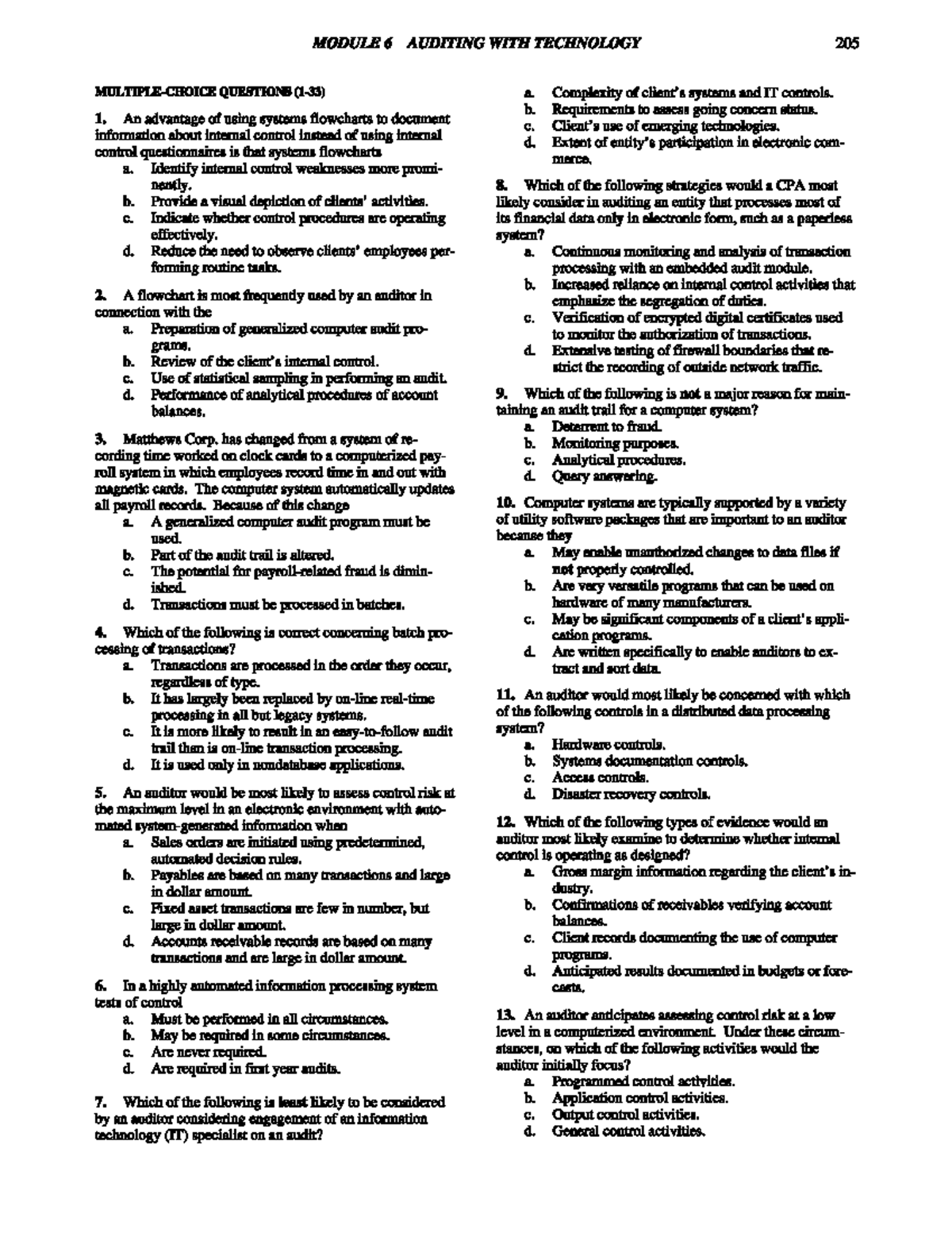 MODULE 6: AUDITING WITH TECHNOLOGY - 205 Questions Overview - Studocu