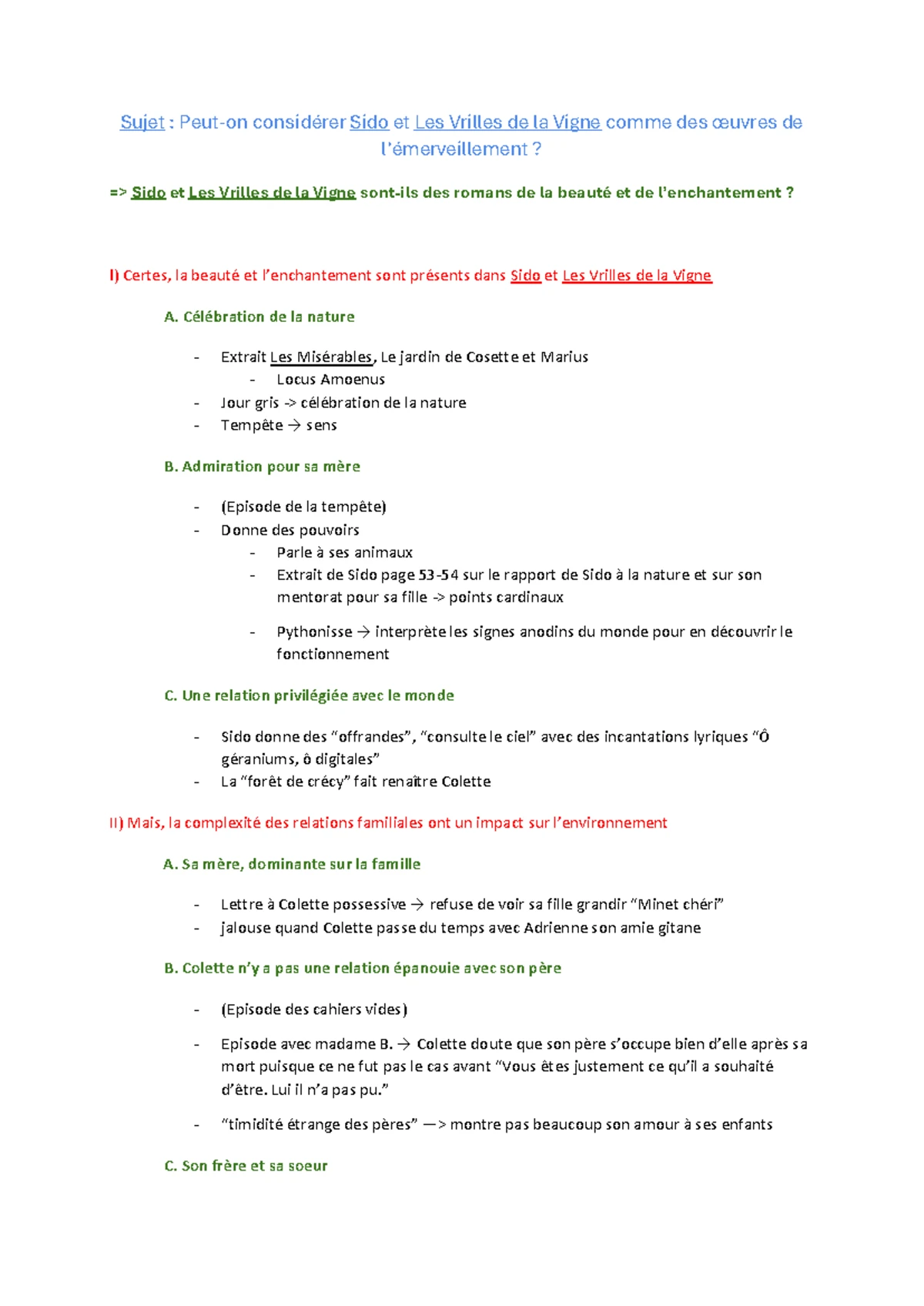 Plan dissert Colette entrainement - Proposition de plan de dissertation pour le sujet sur ...