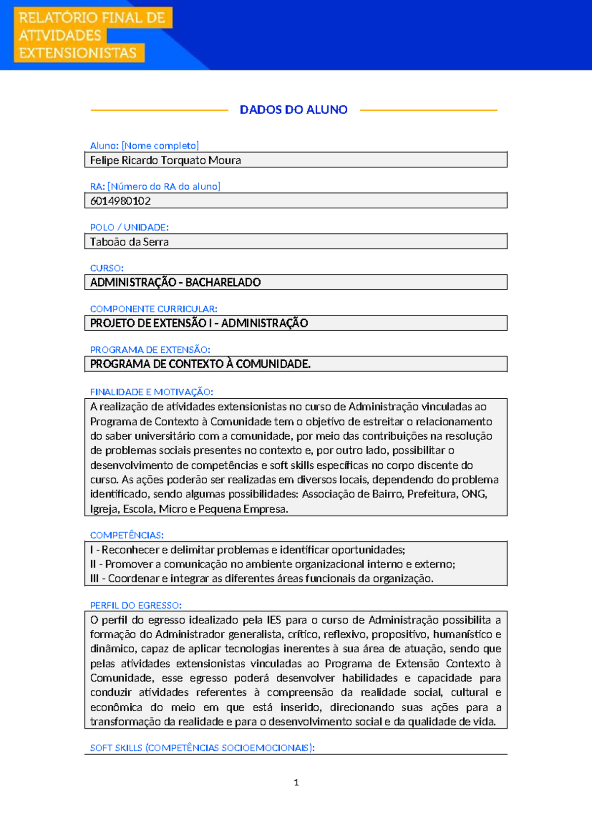 Projeto de Extensão I: Contribuições para a Comunidade - Administração - Studocu