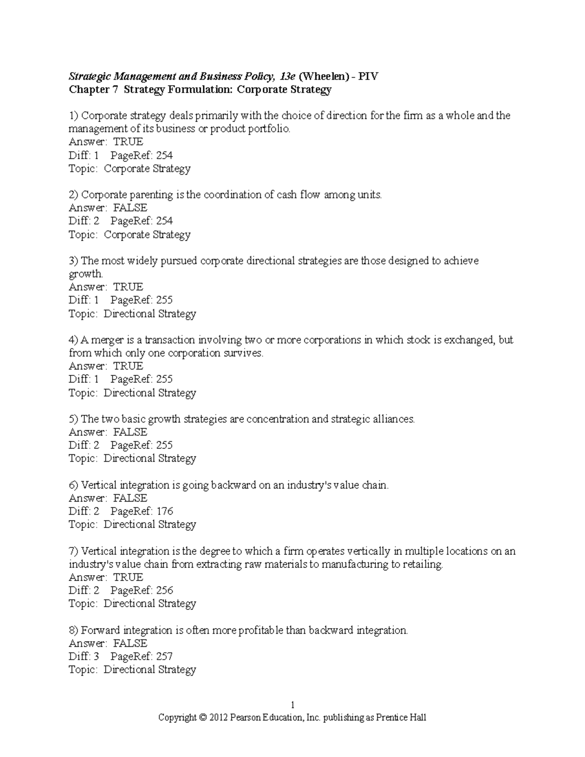 Chapter 7 - Q&A - Strategic Management and Business Policy, 13e ...