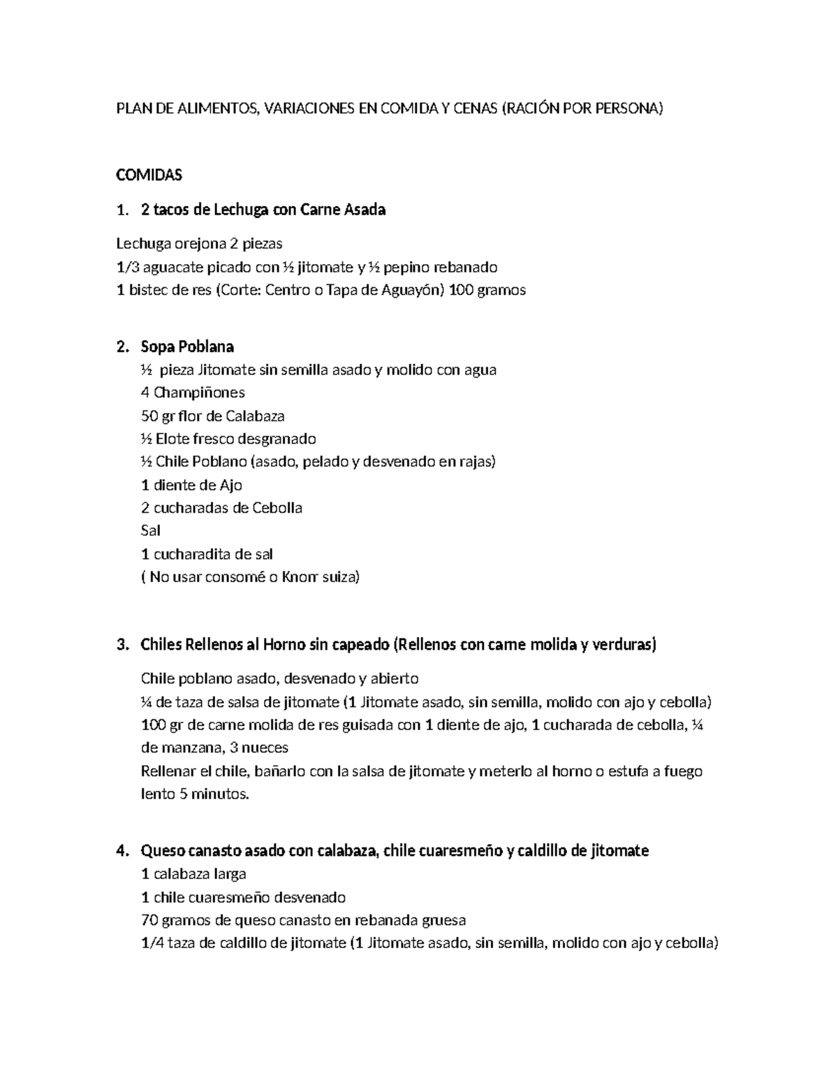 Plan de Alimentos Modificado - FRAY JOSE MAYO 26 - Studocu