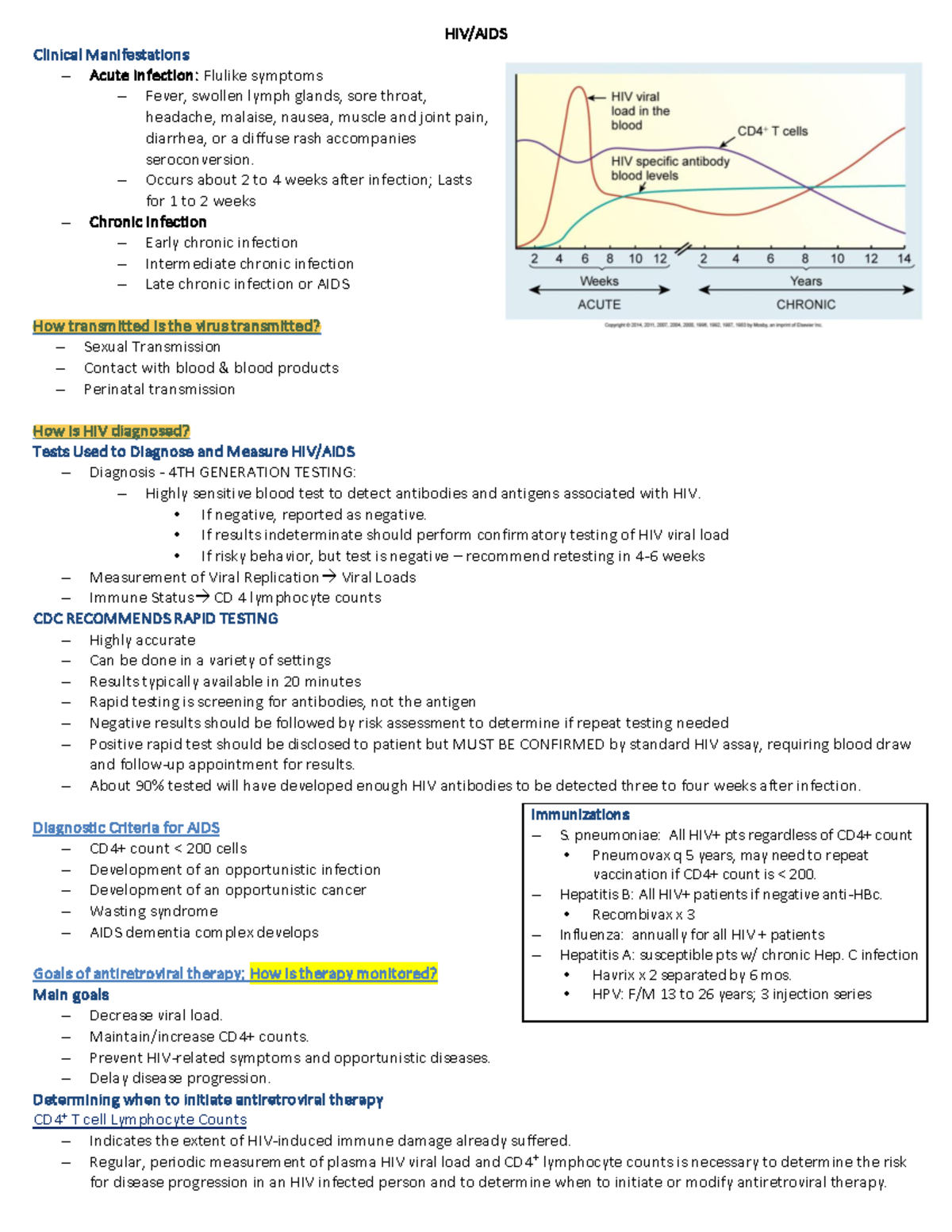 HIV/AIDS Exam 5 Notes - Study Guide & Focus Questions Review - Studocu