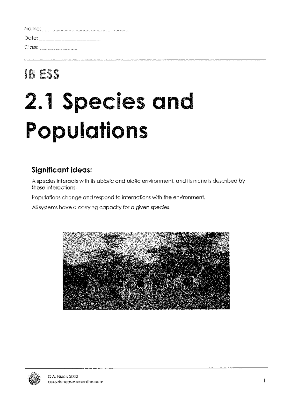 IB ESS 2.1 Species and Populations: Key Concepts and Interactions - Studocu