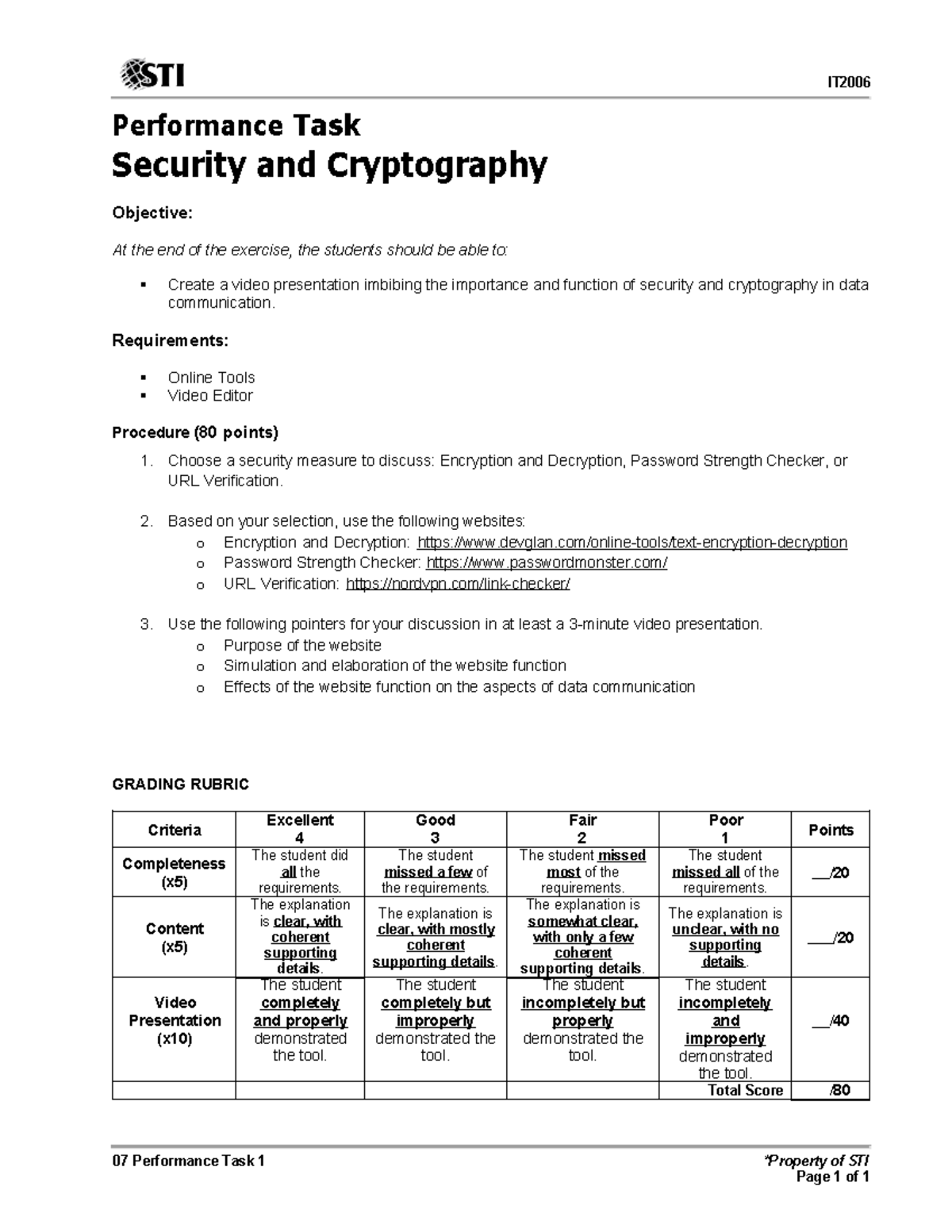 07 Performance Task 1 - Security & Cryptography Presentation Guide - Studocu