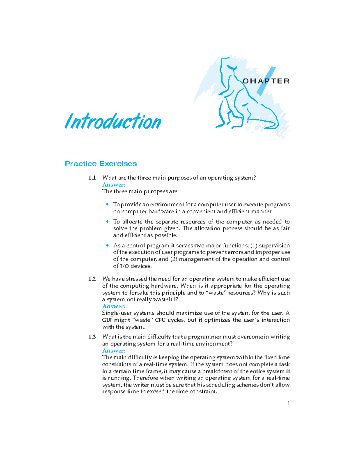 OS CH1 Introduction Practice Exercises and Answers - Studocu