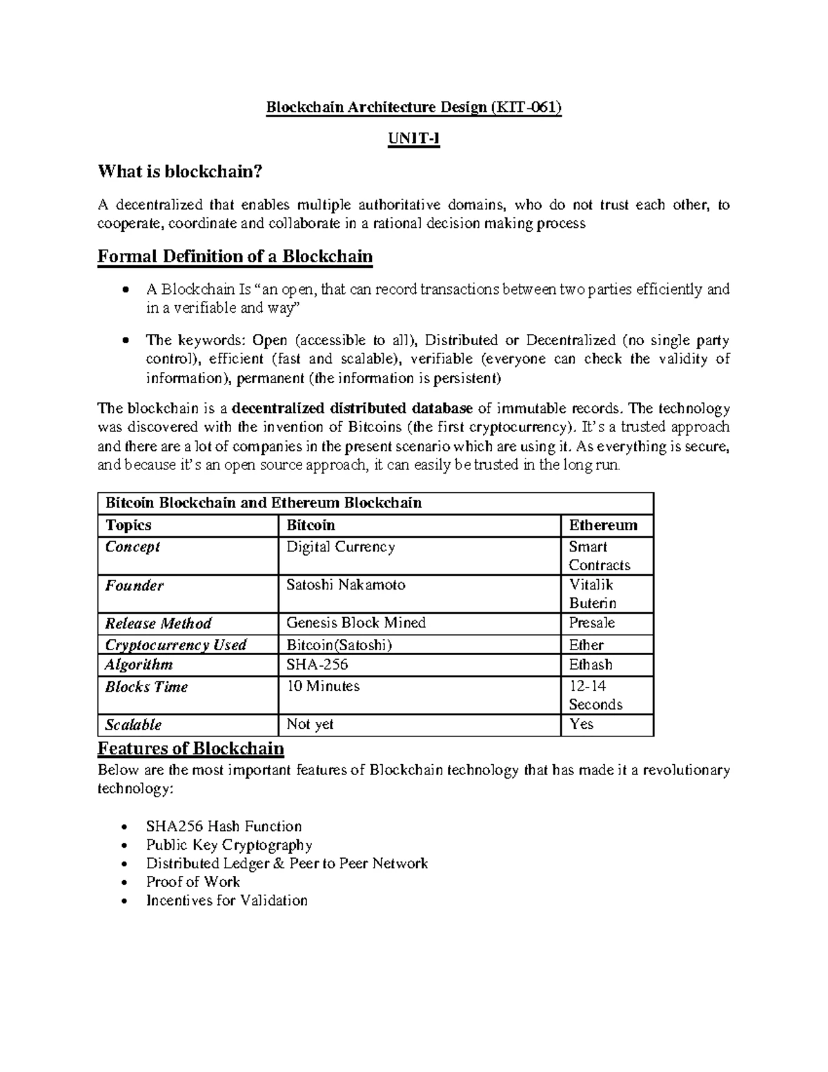 Block Chain 2 1 Aktu Notes The Key Principle On Which Blockchain Technology Is Based On Is