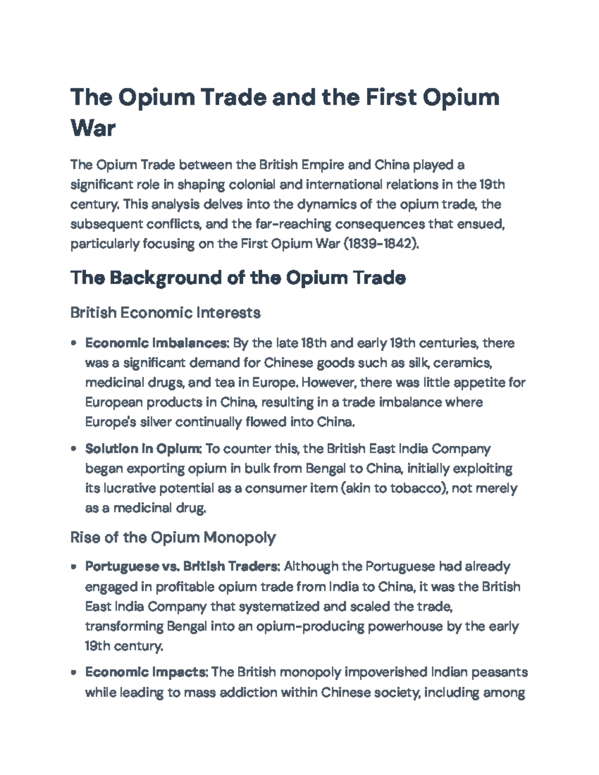 The Opium Trade and the First Opium War: A Colonial Analysis - The ...
