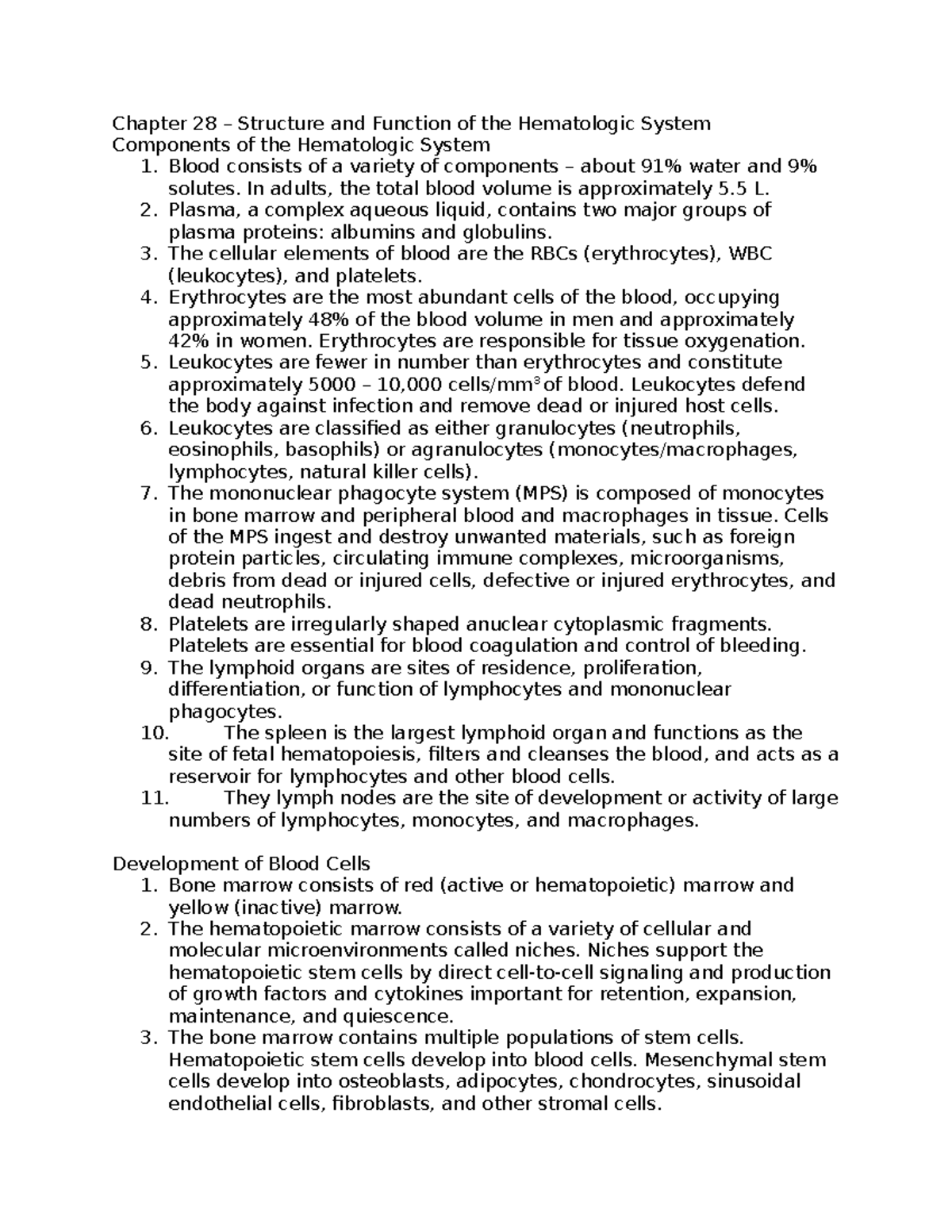 Chapter 28 Review Guide: Structure & Function of the Hematologic System ...