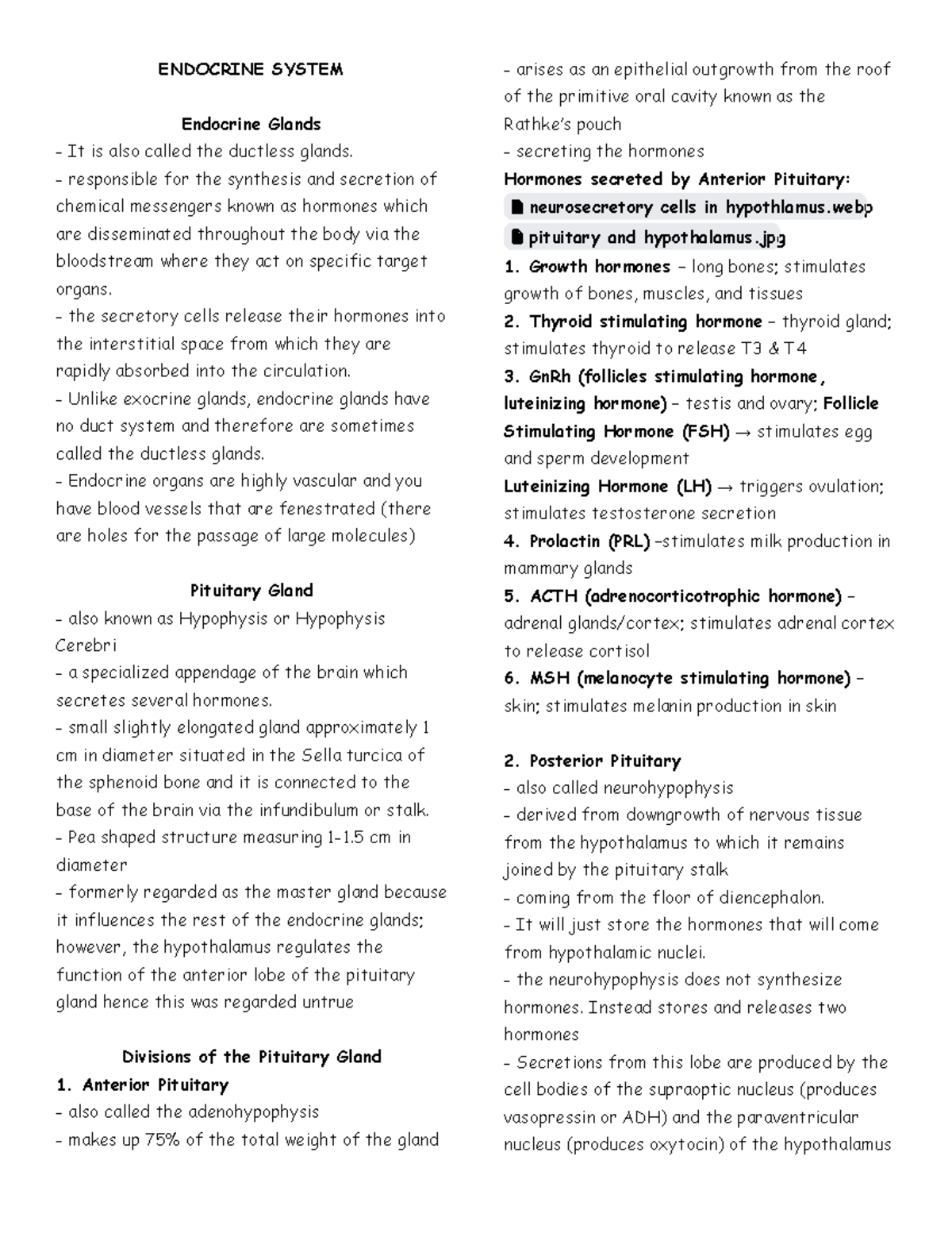 ENDOCRINE SYSTEM: Comprehensive Review for Exam Preparation - Studocu