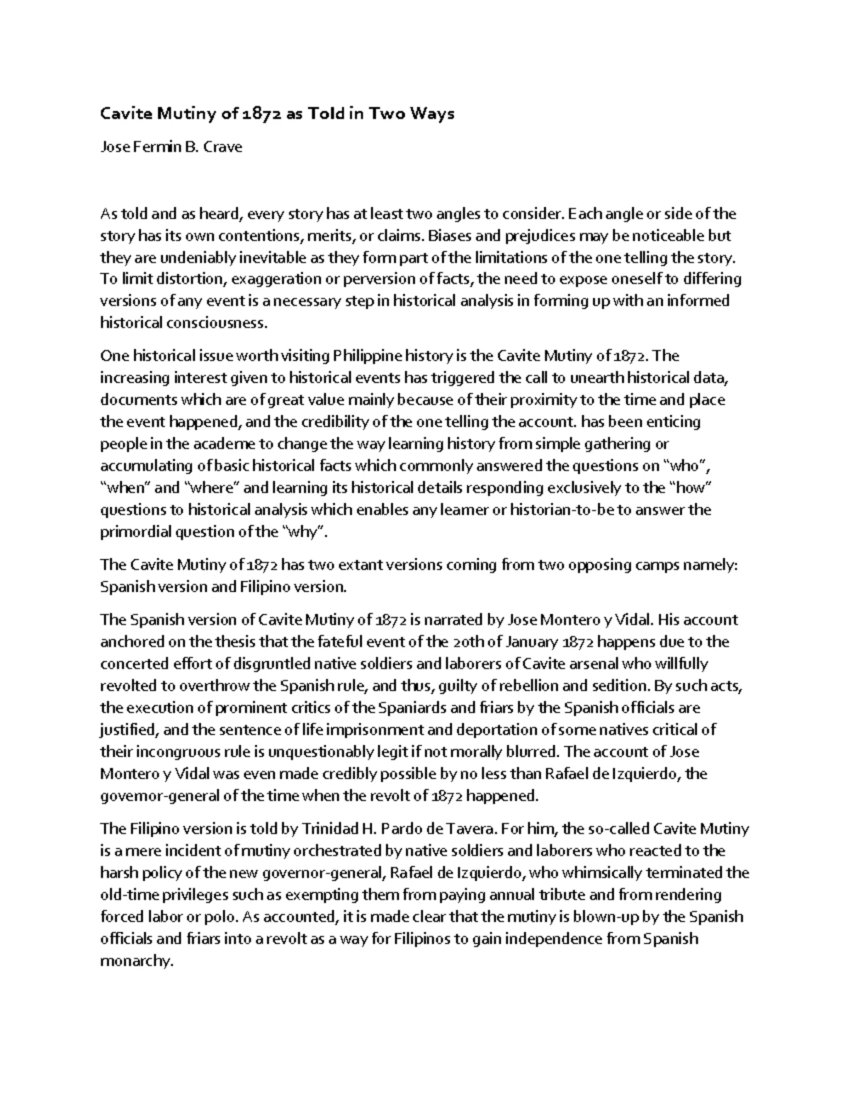 Cavite Mutiny - Overall summary of the lesson - Cavite Mutiny FILIPINO ...