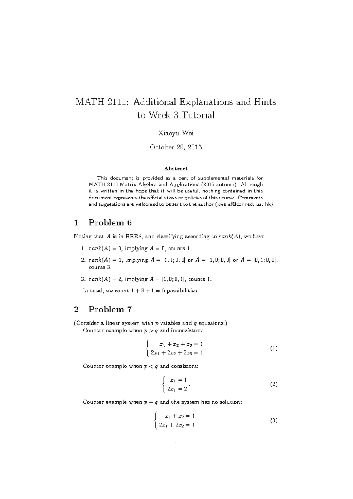 Hints 03 - WEI Xiaoyu - MATH Additional Explanations and Hints to Week ...