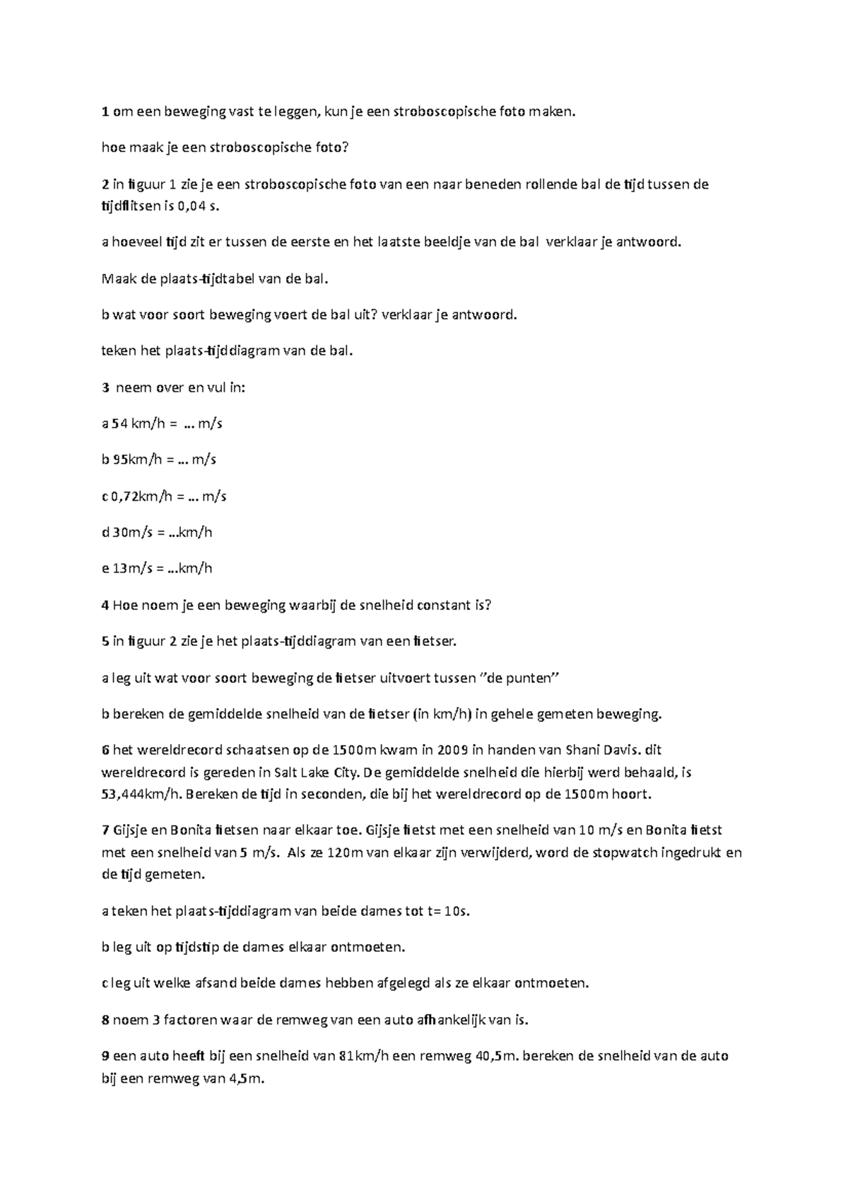 Nask - Toetsvragen over Beweging en Snelheid - Studeersnel