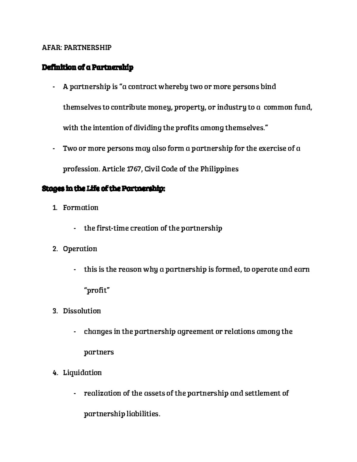 AFAR Partnership - AFAR: PARTNERSHIP Definition of a Partnership - A ...