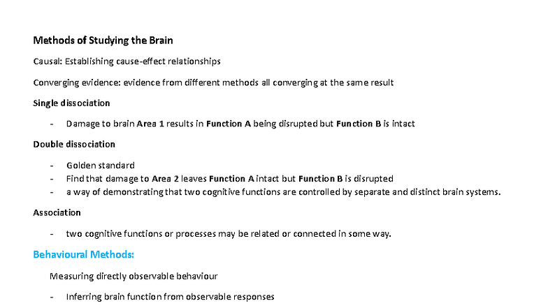 Lecture Notes on Brain Study Methods (PSY2014) - Studocu