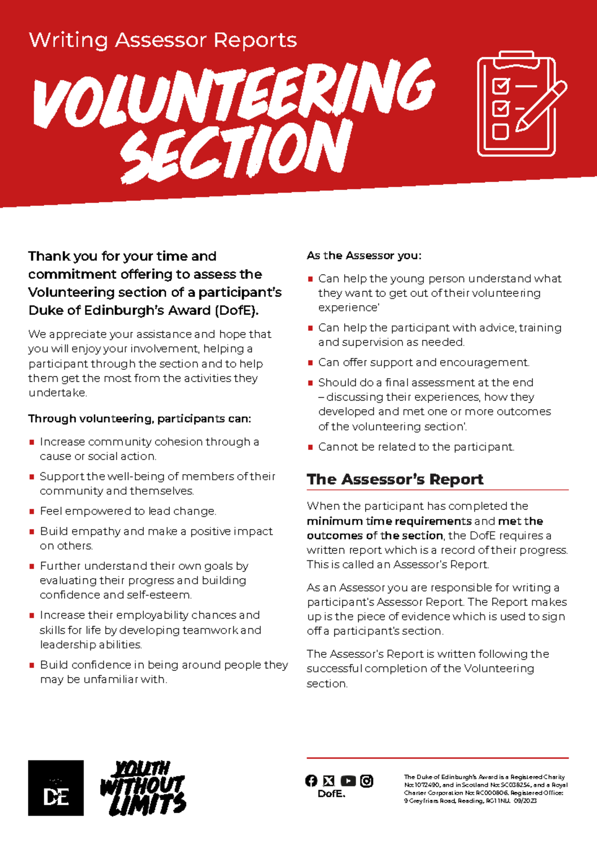 Writing Assessor Reports: DofE Volunteering, Physical, Skills ...