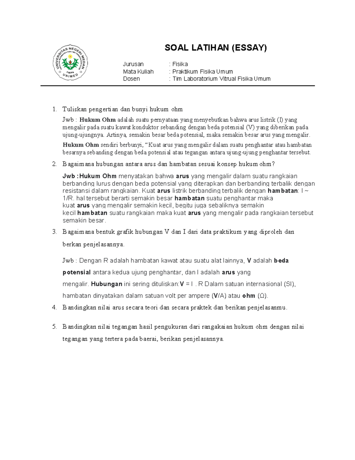 Essay Hukum Ohm dan Multimeter - Agustinasirait 4211131023 PSPK21A ...
