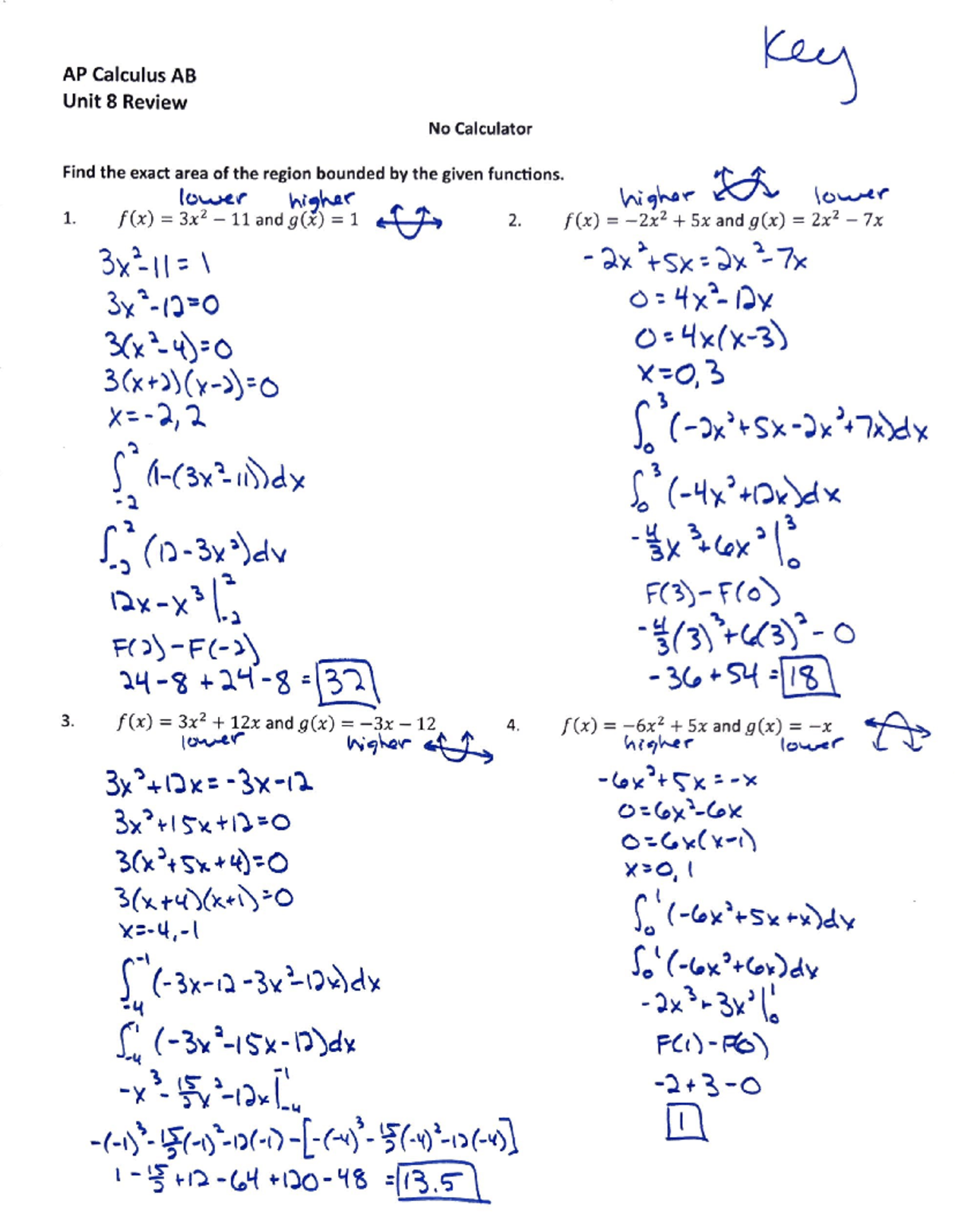 KEY Unit 8 Review - annotated bibliography - AP Calculus AB key Unit 8 ...