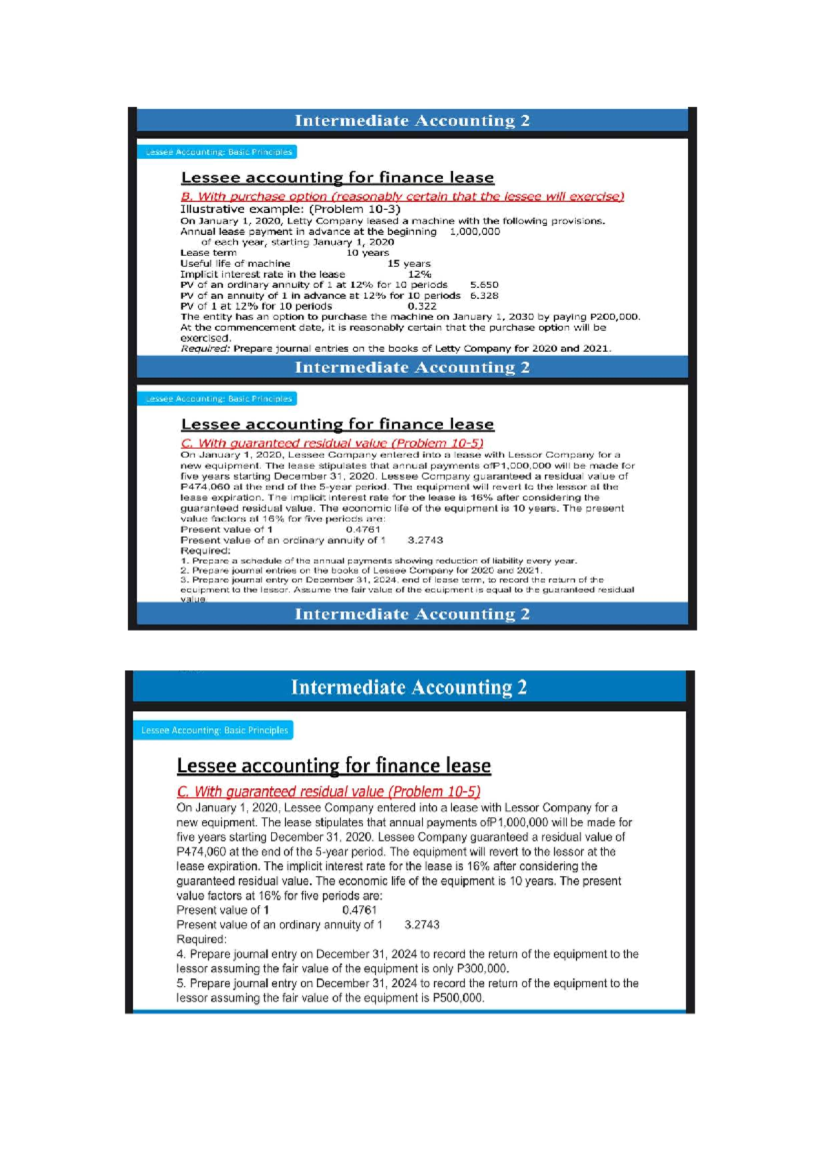 Intermediate Accounting 2: Lessee accounting for finance leases - Studocu