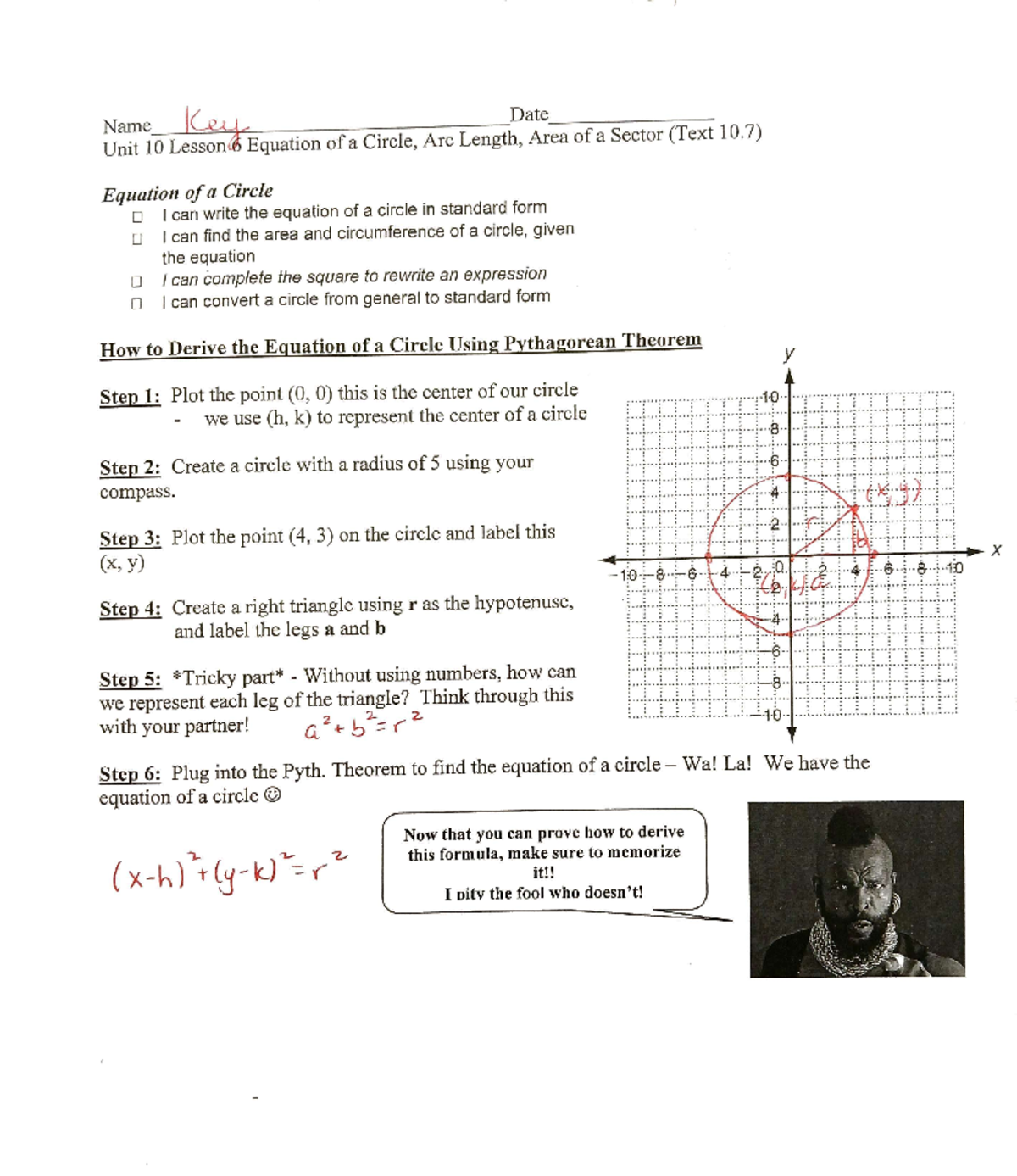 Geom 10 Unit 10 - Lesson 6 Comprehensive Study Guide - Studocu