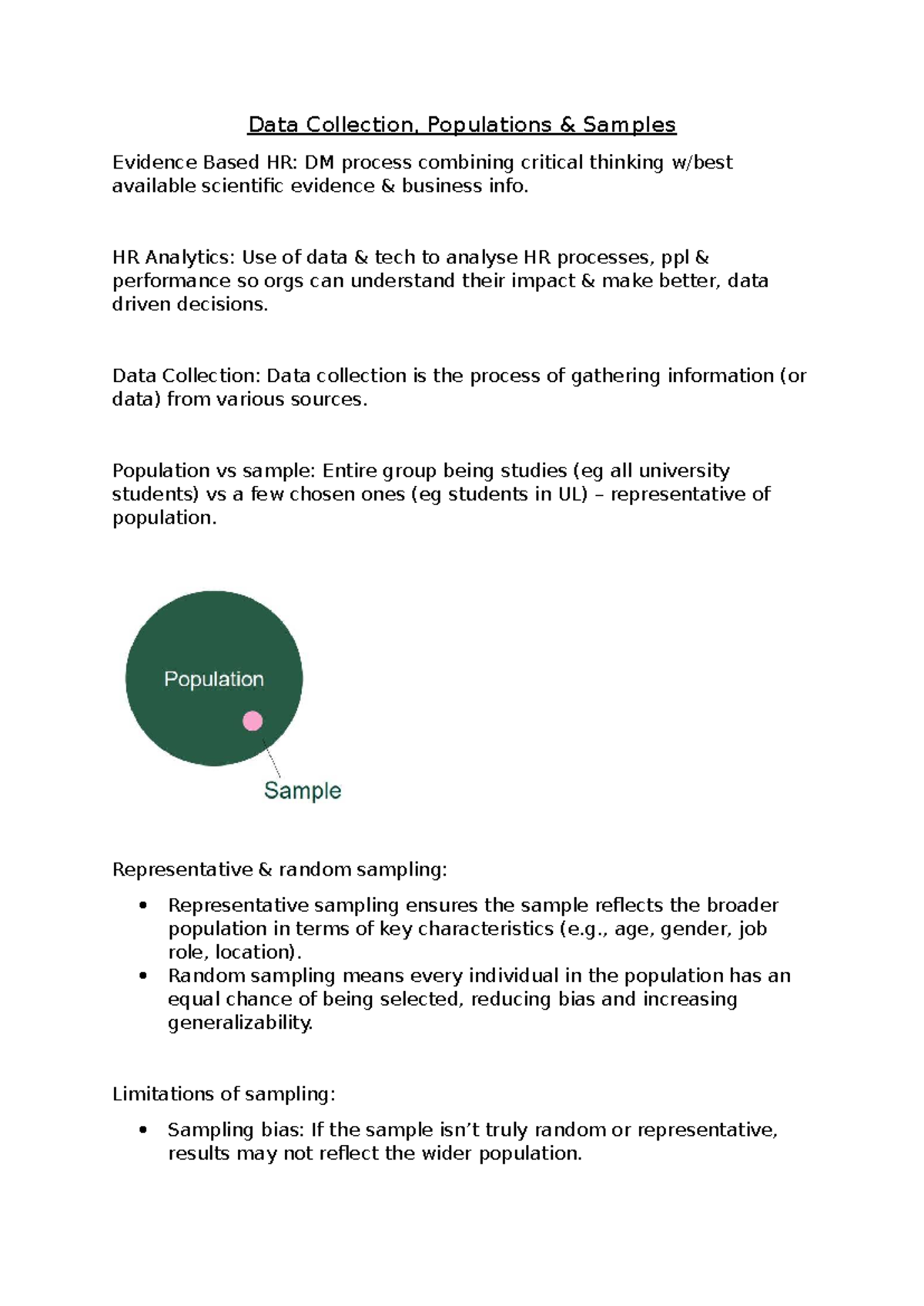 Data Collection & Sampling in HR Analytics (Wk 3) - Studocu