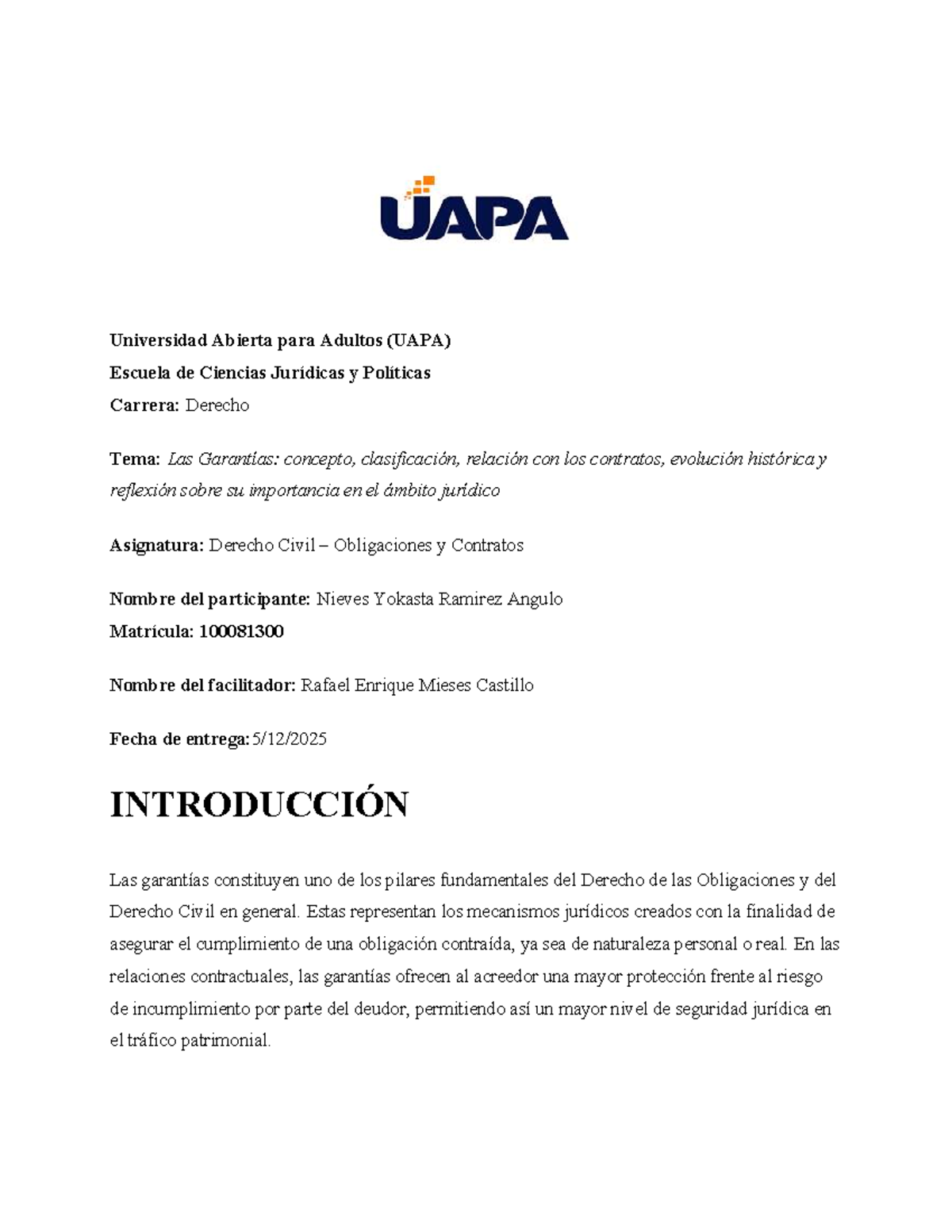 Derecho Civil II - DAD: Las Garantías en el Ámbito Jurídico Dominicano ...