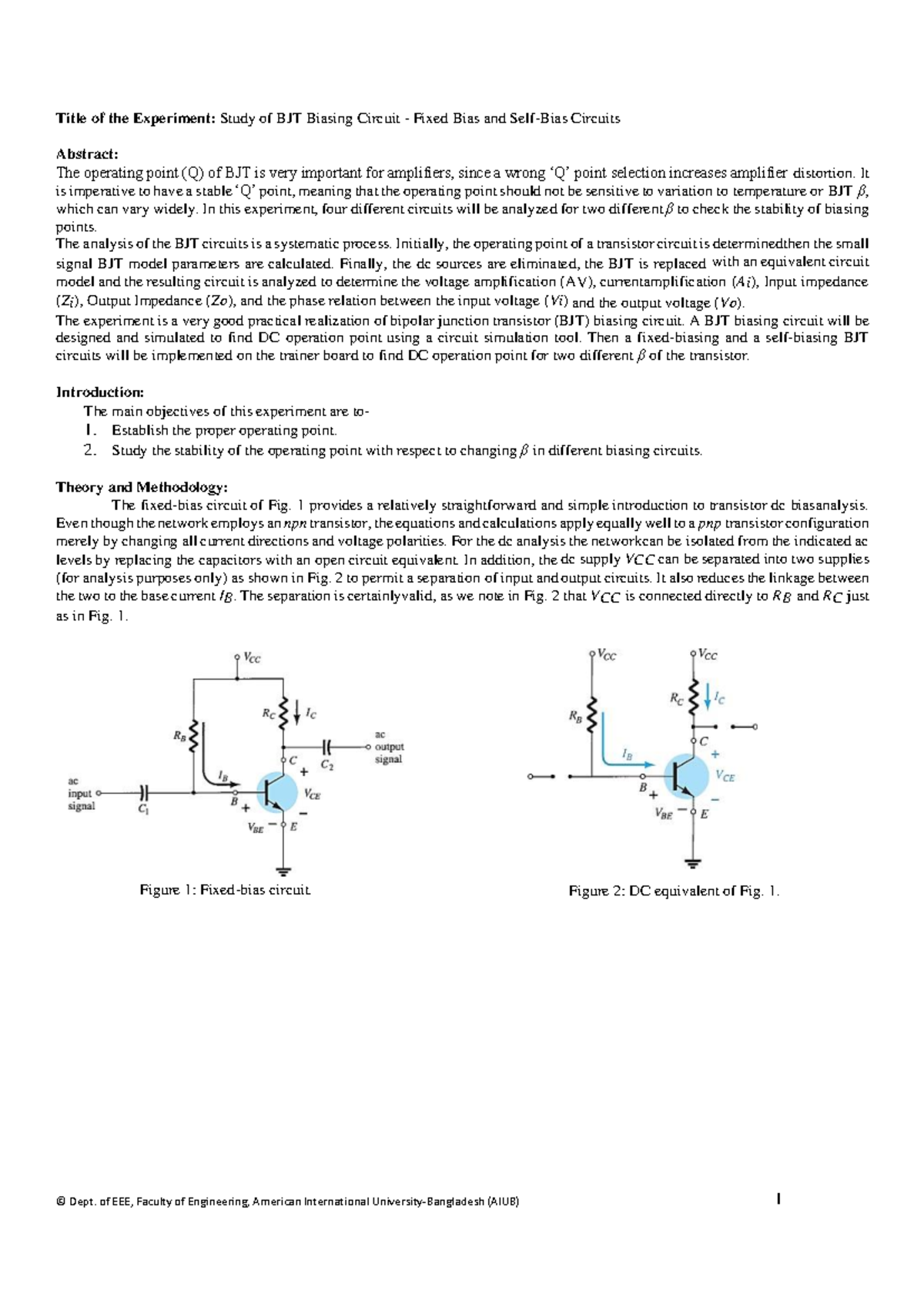 EDFinal EXP 6 - BJT Biasing Circuit Lab Report Analysis - Studocu